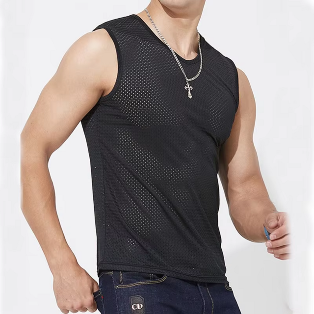 Men's Ice Silk Mesh Tank Tops Gym Stringer Transparent Bodybuilding ...